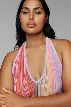 SIEMPRE Striped Knit Maxi Dress