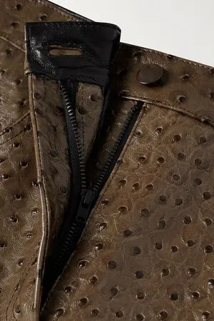 16Arlington Ostrich-effect Leather Straight-leg Pants