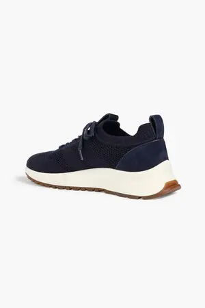 Bally Darnell Suede Trimmed Stretchknit Sneakers - Navy