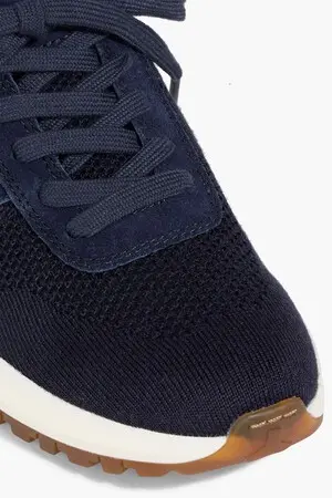 Bally Darnell Suede Trimmed Stretchknit Sneakers - Navy