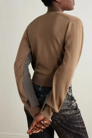 Stella McCartney Cropped Paneled Cable Knit Wool Cardigan