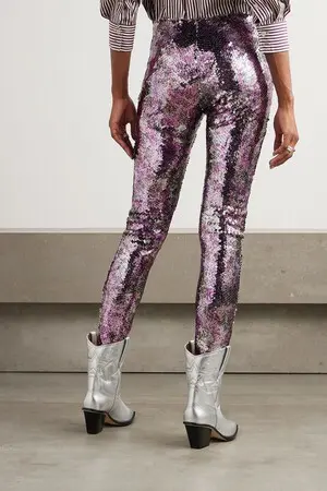 Isabel Marant Étoile Bella Sequined Jersey Leggings - Violet