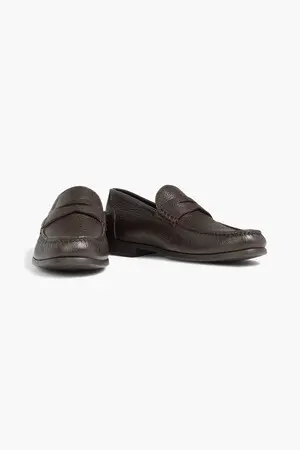 Bally Cronus Pebbled Leather Penny Loafers - Chocolate