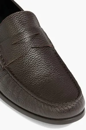 Bally Cronus Pebbled Leather Penny Loafers - Chocolate