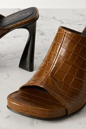 Stella McCartney Elsa Glossed Croc-effect Mules