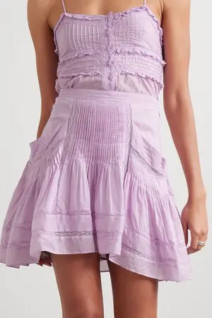 MARANT ETOILE Giuliani Pintucked Cotton Voile Mini Skirt