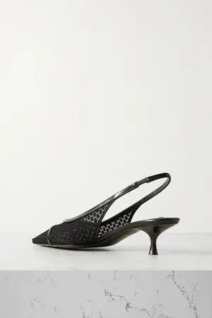 Victoria Beckham Logo-embellished Point D'esprit Slingback Pumps