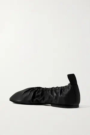 JIL SANDER Gathered Leather Ballet Flats