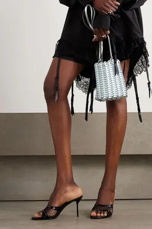 Paris Texas Lidia Patent Leather And Mesh Mules
