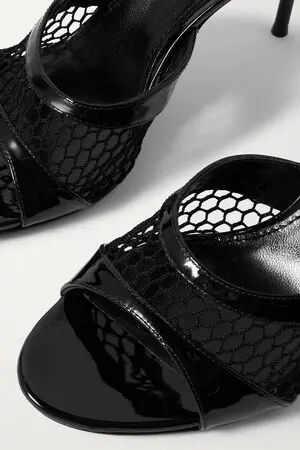 Paris Texas Lidia Patent Leather And Mesh Mules