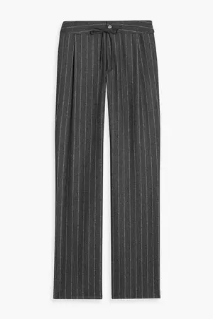 Loulou De Saison Lizzie Pinstriped Wool-blend Flannel Straight-leg Pants