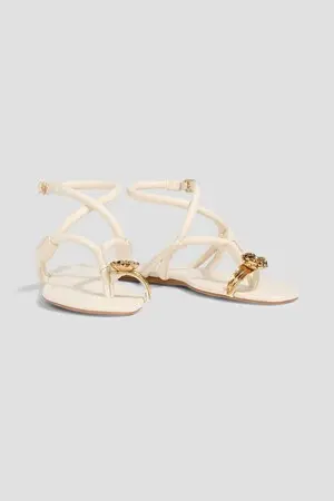 Farm Rio Embellished Leather Sandals
