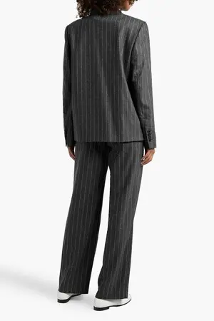 Loulou De Saison Double-breasted Pinstriped Wool-blend Flannel Blazer