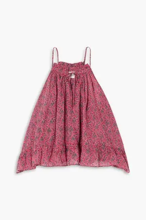 MARANT ETOILE Fabino Ruffled Printed Cotton-voile Blouse - Fuchsia
