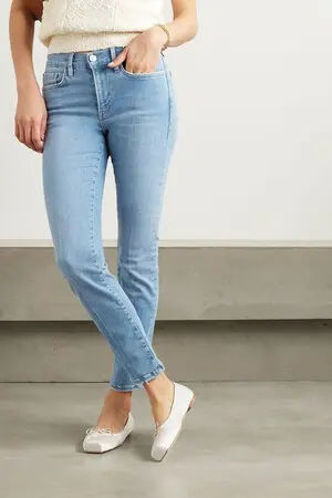 FRAME Le Garçon Cropped Slim Jeans - Light Denim