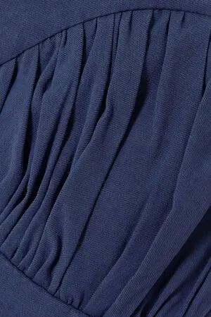 Tove Ruby Gathered Linen-blend Twill Peplum Bustier Top - Navy
