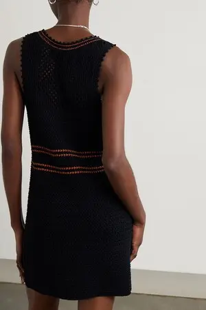 RE/DONE Striped Crocheted Cotton Mini Dress