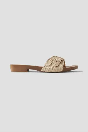 Gabriela Hearst Clover Buckled Jute Slides - Ecru