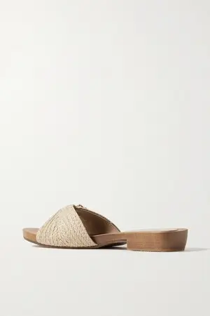 Gabriela Hearst Clover Buckled Jute Slides - Ecru