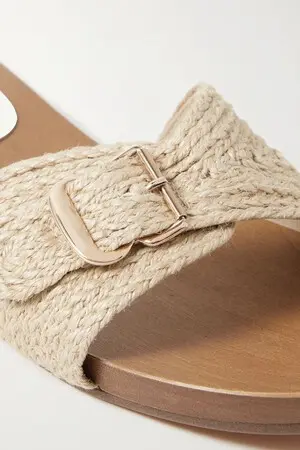 Gabriela Hearst Clover Buckled Jute Slides - Ecru