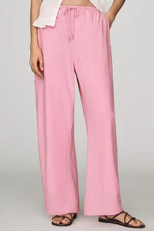 PISTOLA Theo Drawstring Poplin Pants - Azalea