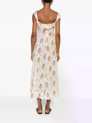 DÔEN Clea Floral-print Midi Dress - Neutrals