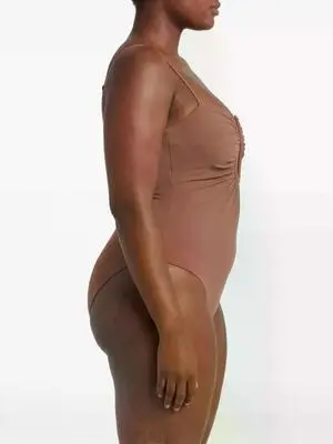 Christopher Esber Arced Ruched Swimsuit - Brown
