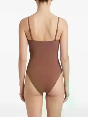 Christopher Esber Arced Ruched Swimsuit - Brown