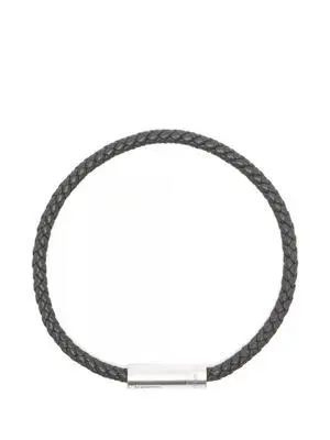 Le Gramme Braided Leather Bracelet - Grey