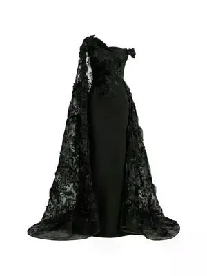 GEMY MAALOUF Floral Appliqué Asymmetrical Dress