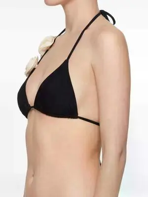 LA REVECHE Floral-appliqué Bikini Top