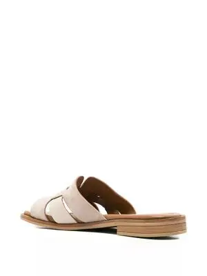 SERGIO MORETTI FIRENZE Logo Plaque Cut-out Slippers