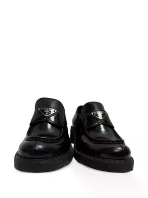 Prada Brushed Leather Loafers - Black