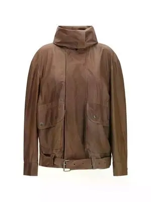 Calvin Klein Isa Belted Leather Jacket