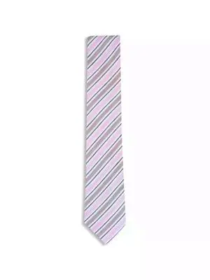 Zegna Diagonal Stripe Textured Neck Tie - Pink