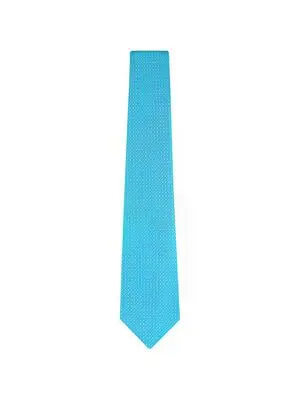 Kiton Silk Geometric Jacquard Tie - Blue