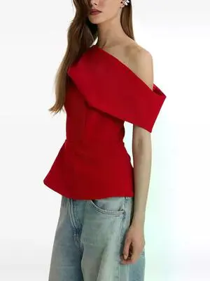 MOOS STUDIO Off-shoulder Peplum Top - Red