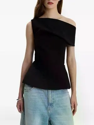 MOOS STUDIO Asymmetric Neck Off-shoulder Peplum Top