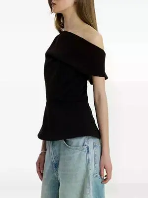 MOOS STUDIO Asymmetric Neck Off-shoulder Peplum Top