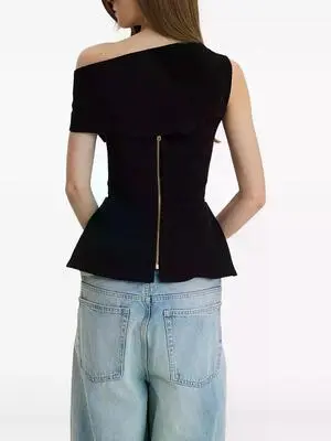 MOOS STUDIO Asymmetric Neck Off-shoulder Peplum Top