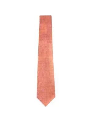 Kiton Geometric Pattern Silk Tie - Orange