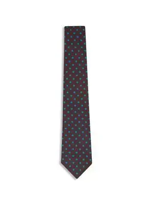 Kiton Silk Geometric Pattern Neck Tie - Brown