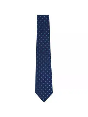 Kiton Geometric Pattern Silk Tie - Blue