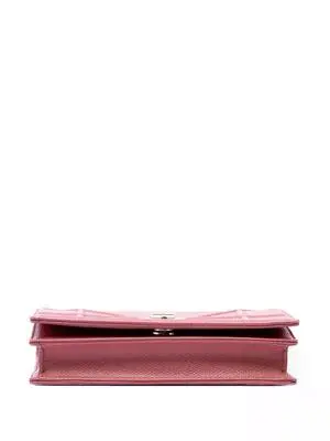 Dior 2019 Grained Calfskin Diorama Wallet On Chain Crossbody Bag - Red