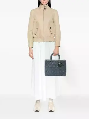 Dior Lady Lambskin Cannage Satchel - Grey