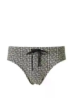 Balmain Monogram Print Swimming Trunks