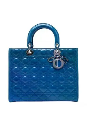Dior Patent Cannage Lady Satchel - Blue