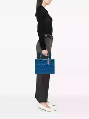 Dior Patent Cannage Lady Satchel - Blue