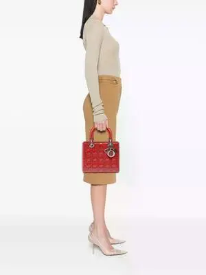 Dior Patent Cannage Lady Satchel - Red