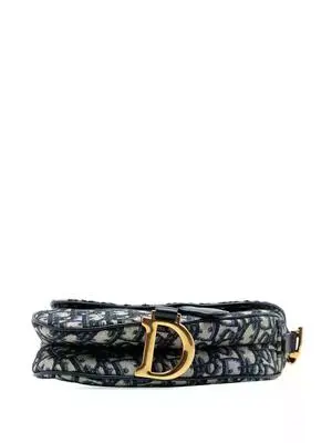 Dior Mini Oblique Canvas Saddle Bag Satchel - Blue